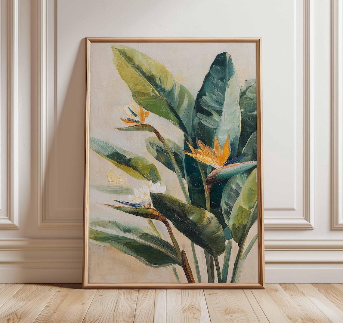 Bird Of Paradise Flower Poster, Tropical Botanical Wall Art, Unframed ...