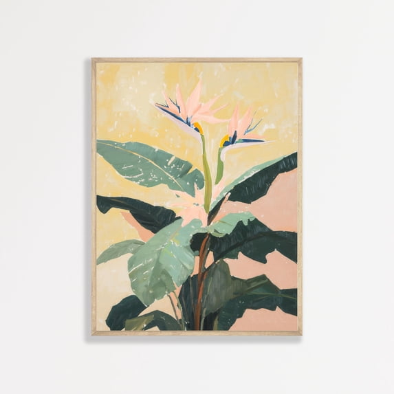 Bird Of Paradise Print Retro Tropical Floral Wall Art Home Decor Office ...