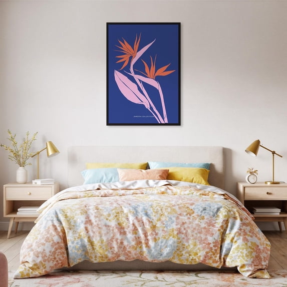 Bird Of Paradise Wall Art Blue Botanical Minimalist Vibrant Tropical ...