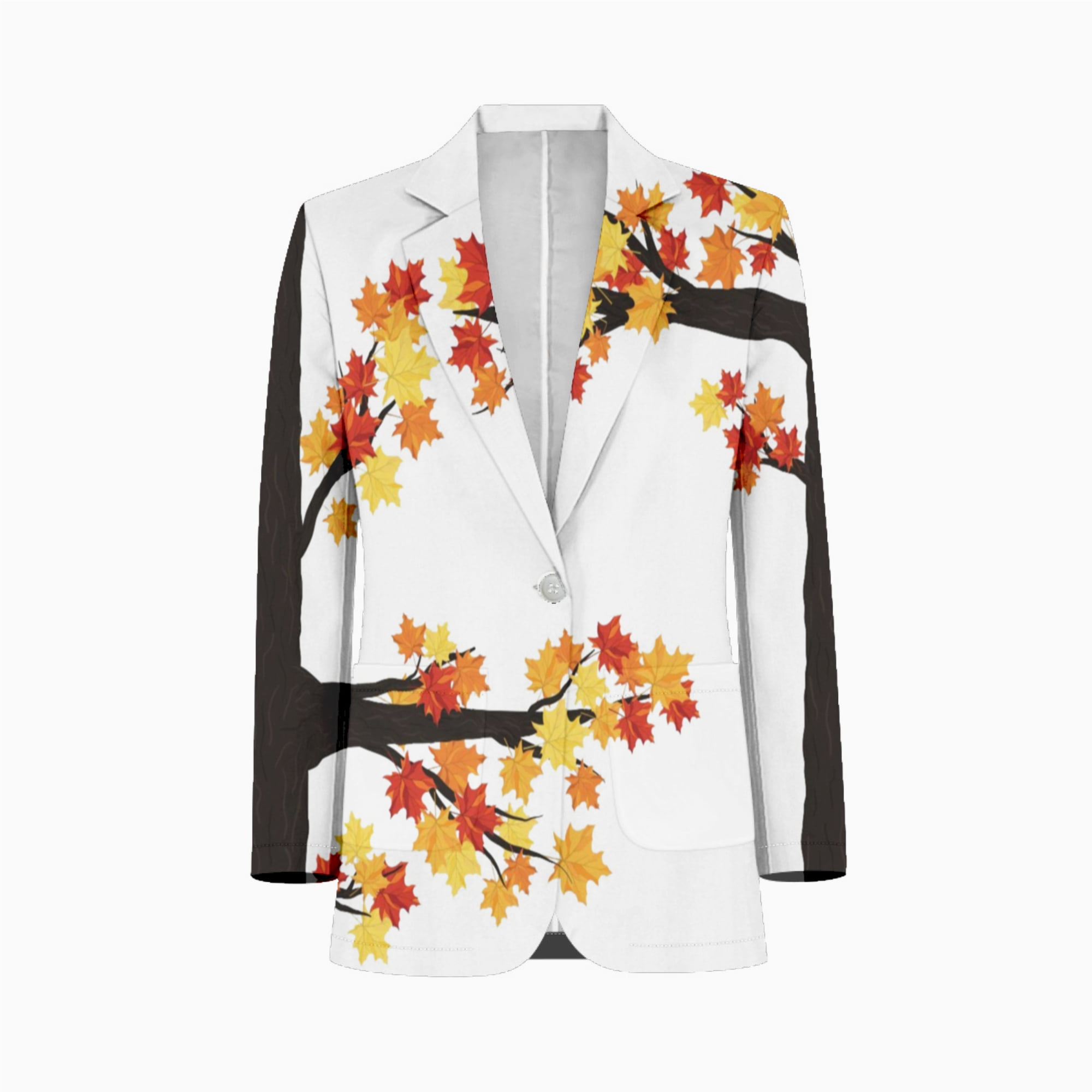 Bird On A Tree With Autumn Leaves Mens Suits Shawl Collar Slim Fit Suit ...