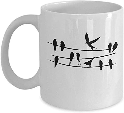 Bird On A Wire Mug (White) 11-oz - Bird Coffee Mug - Bird Cup - Bird On ...