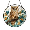 Bird Owl Stained Glass Style Window Decor, Hanging Decorative Nature ...