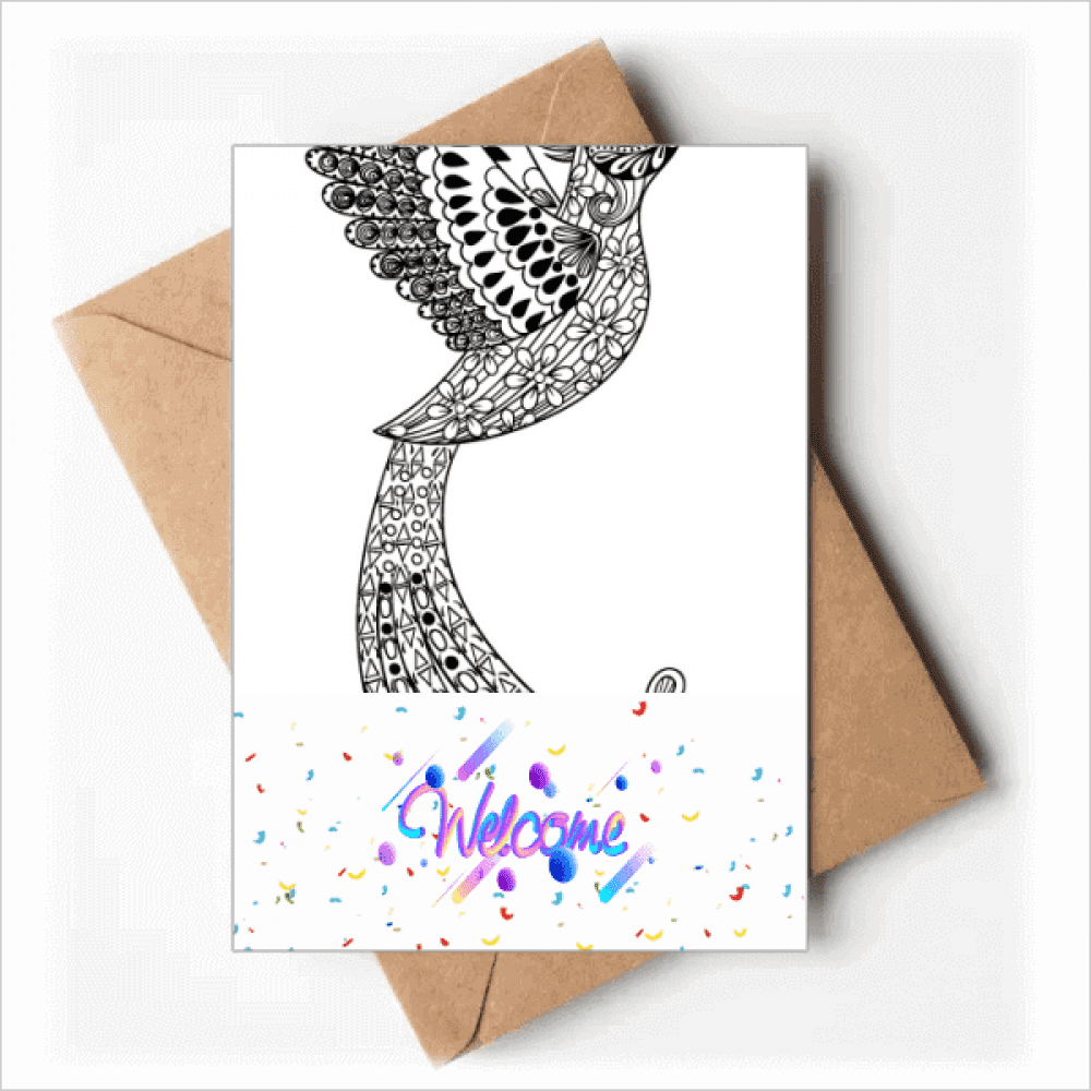 Bird Paint Running Long Feather Welcome Back Greeting Cards Envelopes ...