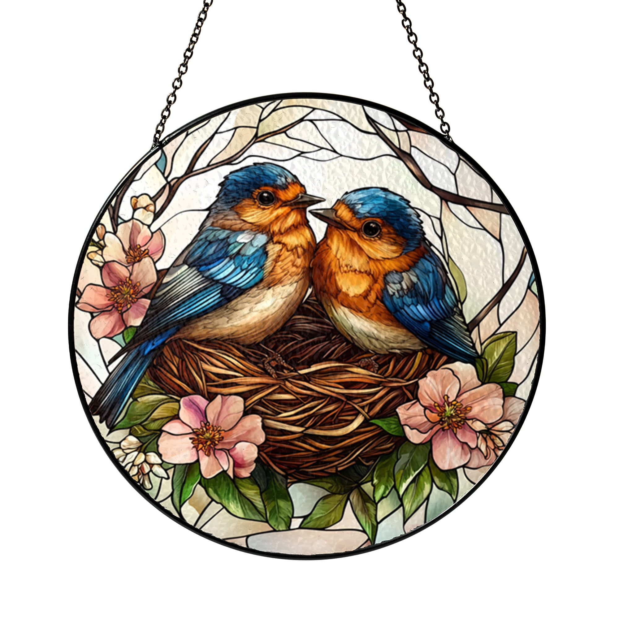 Bird Pair in Nest Stained Glass Suncatcher – Window Art - Walmart.com