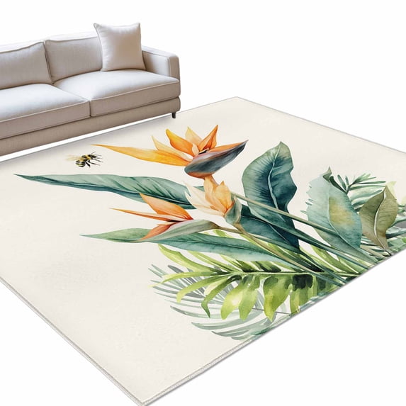 Bird of Paradise Area Rugs 3x5ft Summer Tropical Plant Floor Rug Non ...