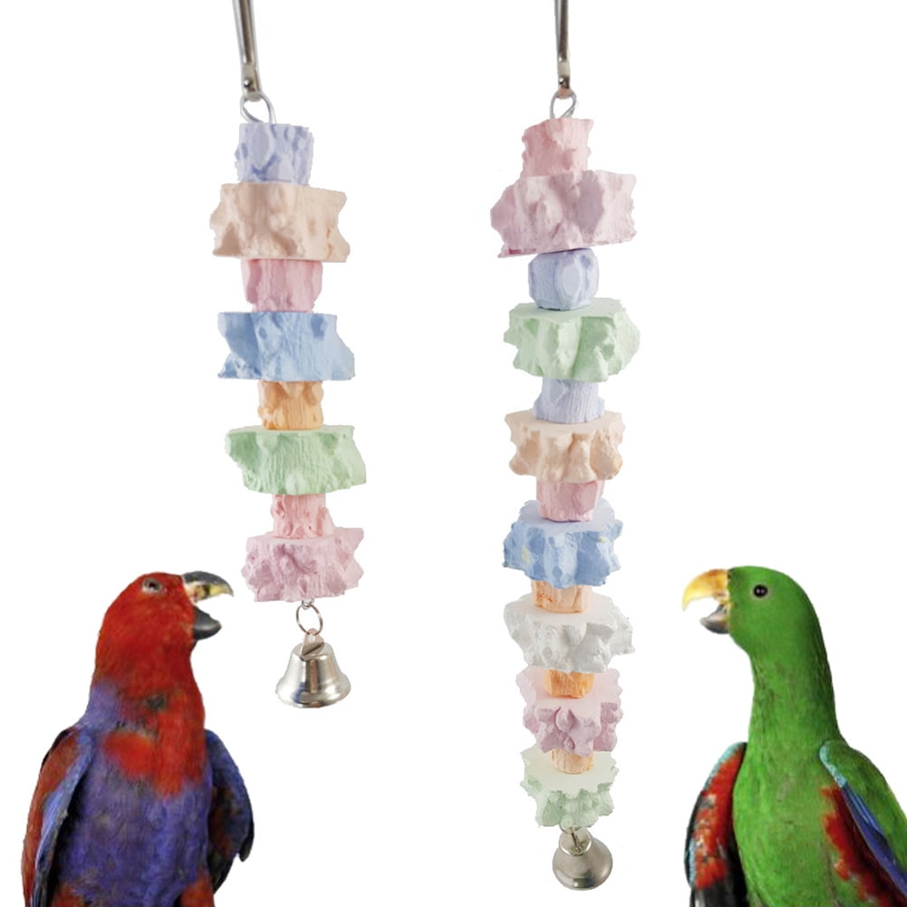 Bird Parrot Hanging Chew Toys, Colorful Parrot Beak Grinding Calcium ...