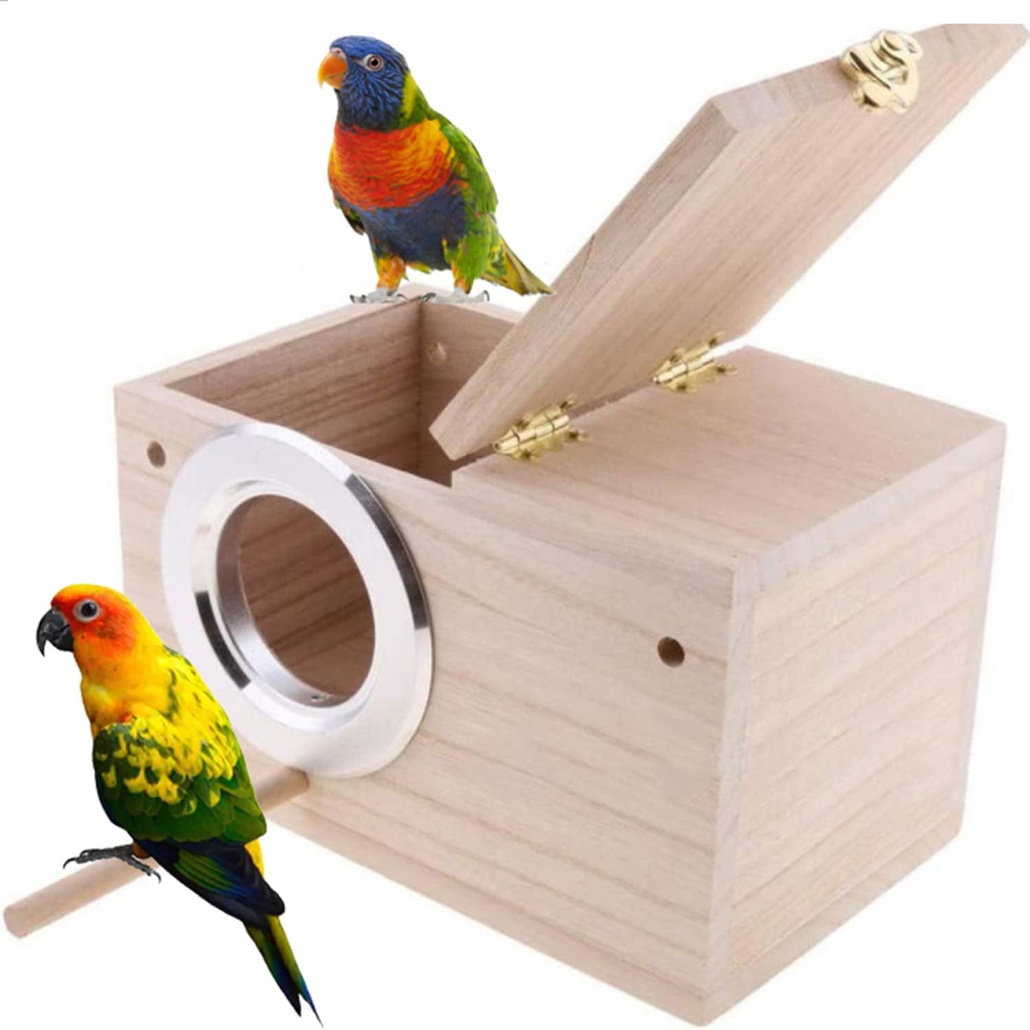 Parakeet Wood Nesting Box, 7.9'' X 4.7'' X 4.7'', Bird Breeding Box for Parrots, Lovebirds ...
