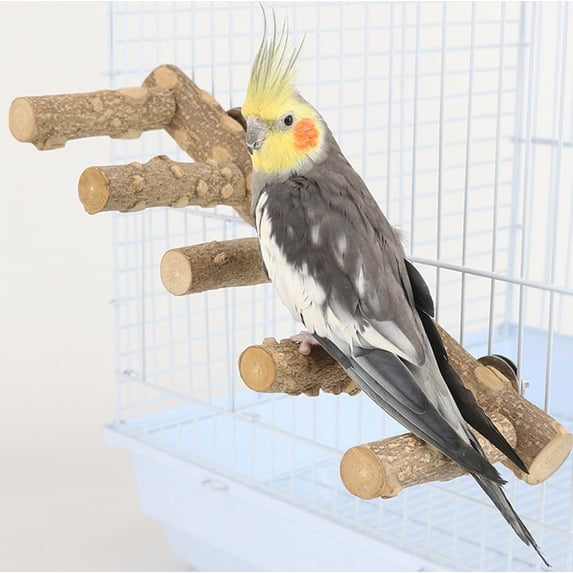 Bird Parrot Ladder Perch for Cage, Nature Wooden Bird Bridge Exercise ...