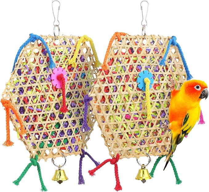 Bird Parrot Toys，2 Pack Bird Hanging Foraging Shredder Toys for Small ...