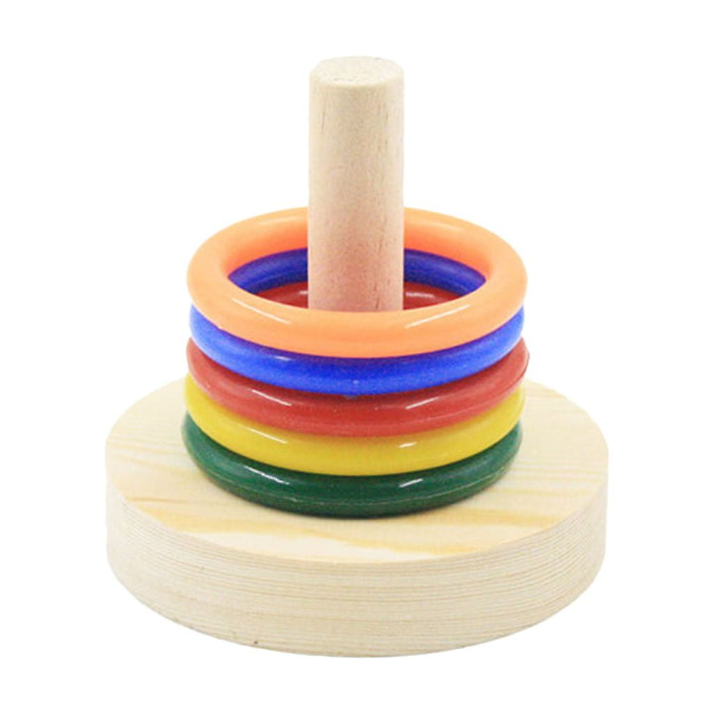 Bird Parrot Wooden Platform Plastic Rings Intelligence Training Chew ...