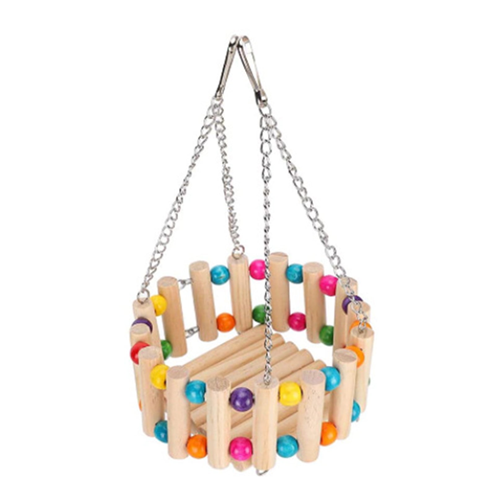 Bird Parrots Swing Chewing Toy, Multi-color Beads Wood Safe Bite ...