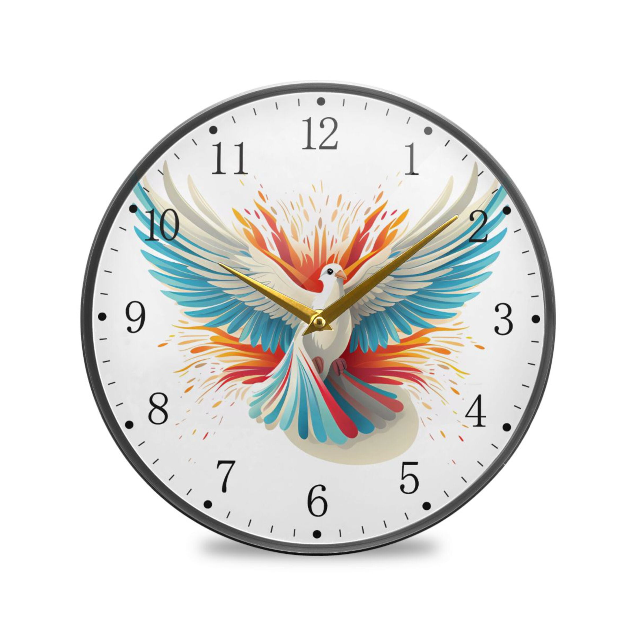 Bird Pattern Acrylic Wall Clocks Quiet Round Clock Battery Operated Non ...
