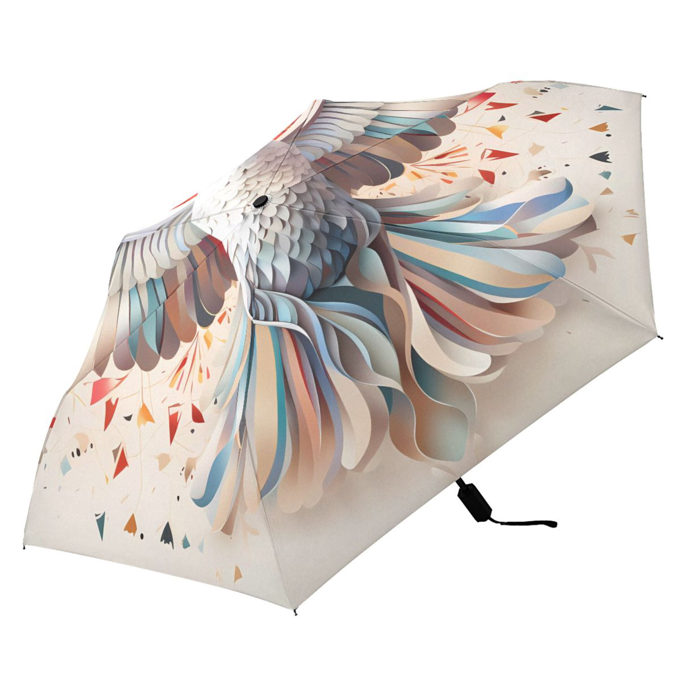 Bird Pattern Compact Folding Umbrella for Rain Windproof Travel ...