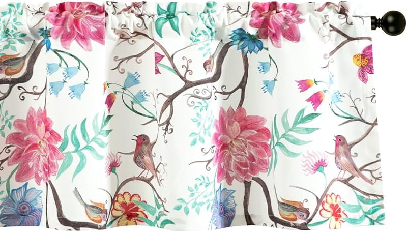 Bird Pattern Kitchen Valances for Windows, Window Valance Curtains for ...