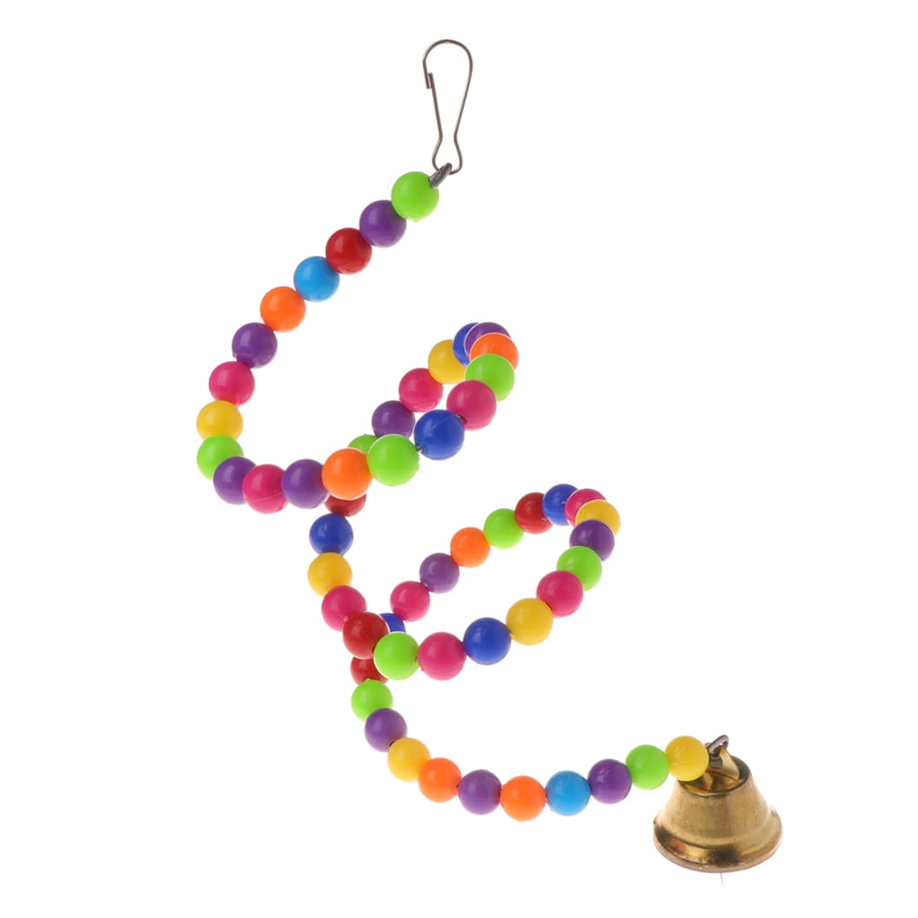 Bird Perch Colorful Beads Bendable Swing Stand Toy with Cage Chewing ...