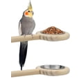Bird Perch Feeding Cup Platform Wood Perch Stand Toy Cage Accessory for ...