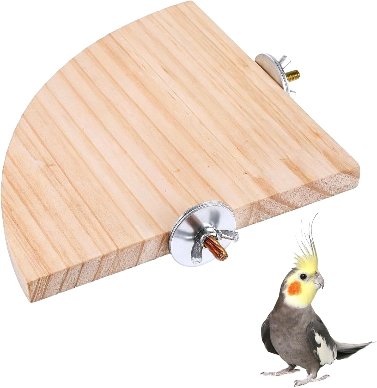 Bird Perch Platform Stand Wooden Parrot Perch Corner 5.9 Inches Fan ...