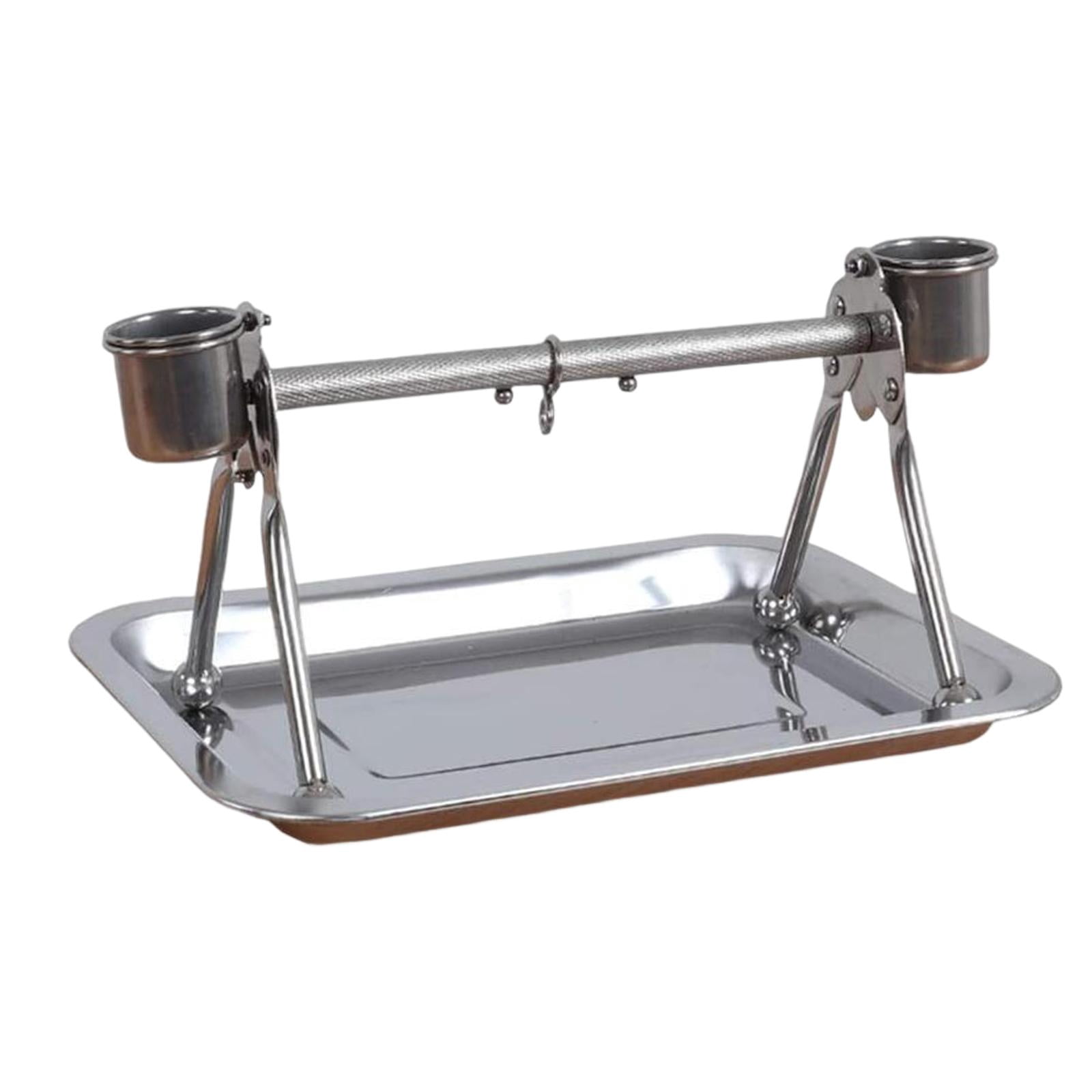 Bird Perch Stand Desktop Parrot Play Stand with Feeding Cups Stainless ...