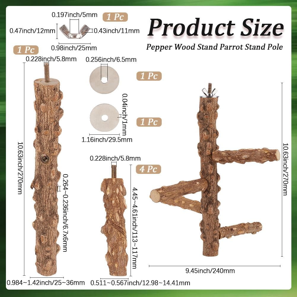 Bird Perch Stand Natural Wooden Portable Animal Parrot Training ...
