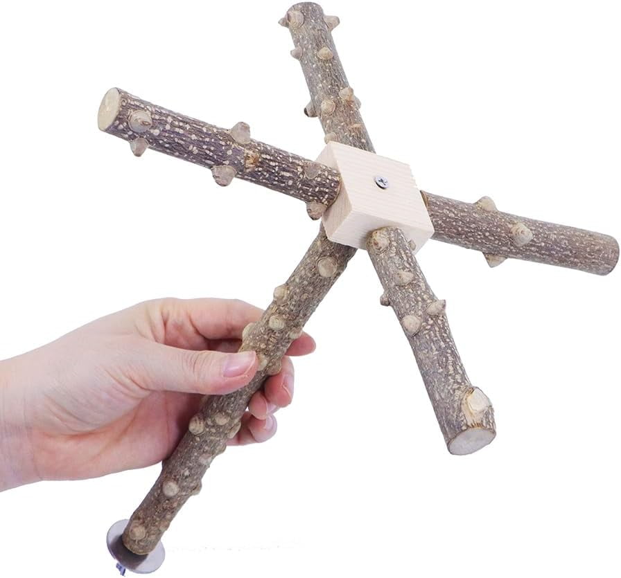 Bird Perch Stand Toy, Interactive Spinning Bird Toys, Wooden Parrot ...