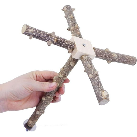 Bird Perch Stand Toy, Interactive Spinning Bird Toys, Wooden Parrot ...