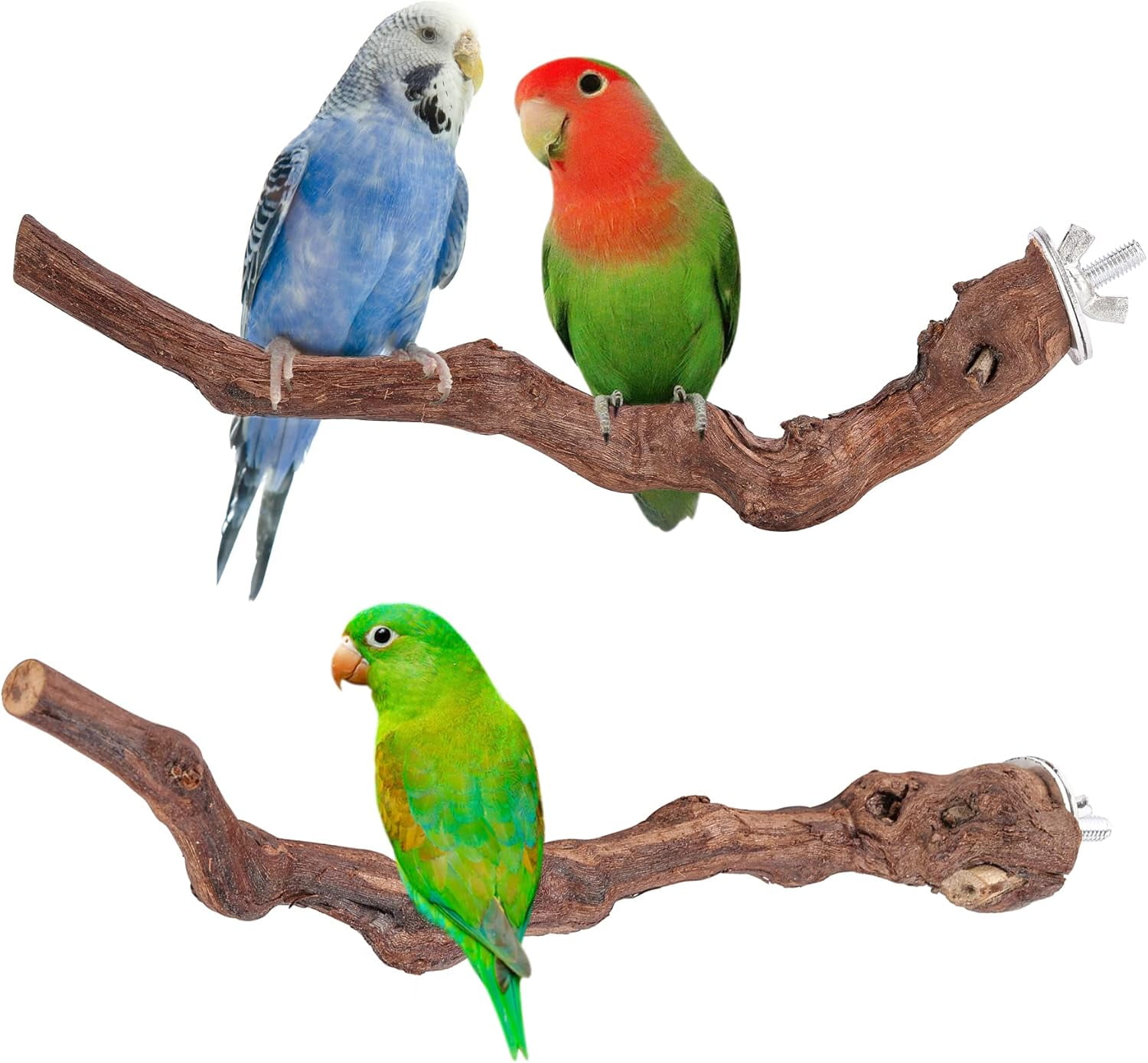 Bird Perch Stand Toy, Natural Wood Parrot Perch Bird Cage Branch Perch ...