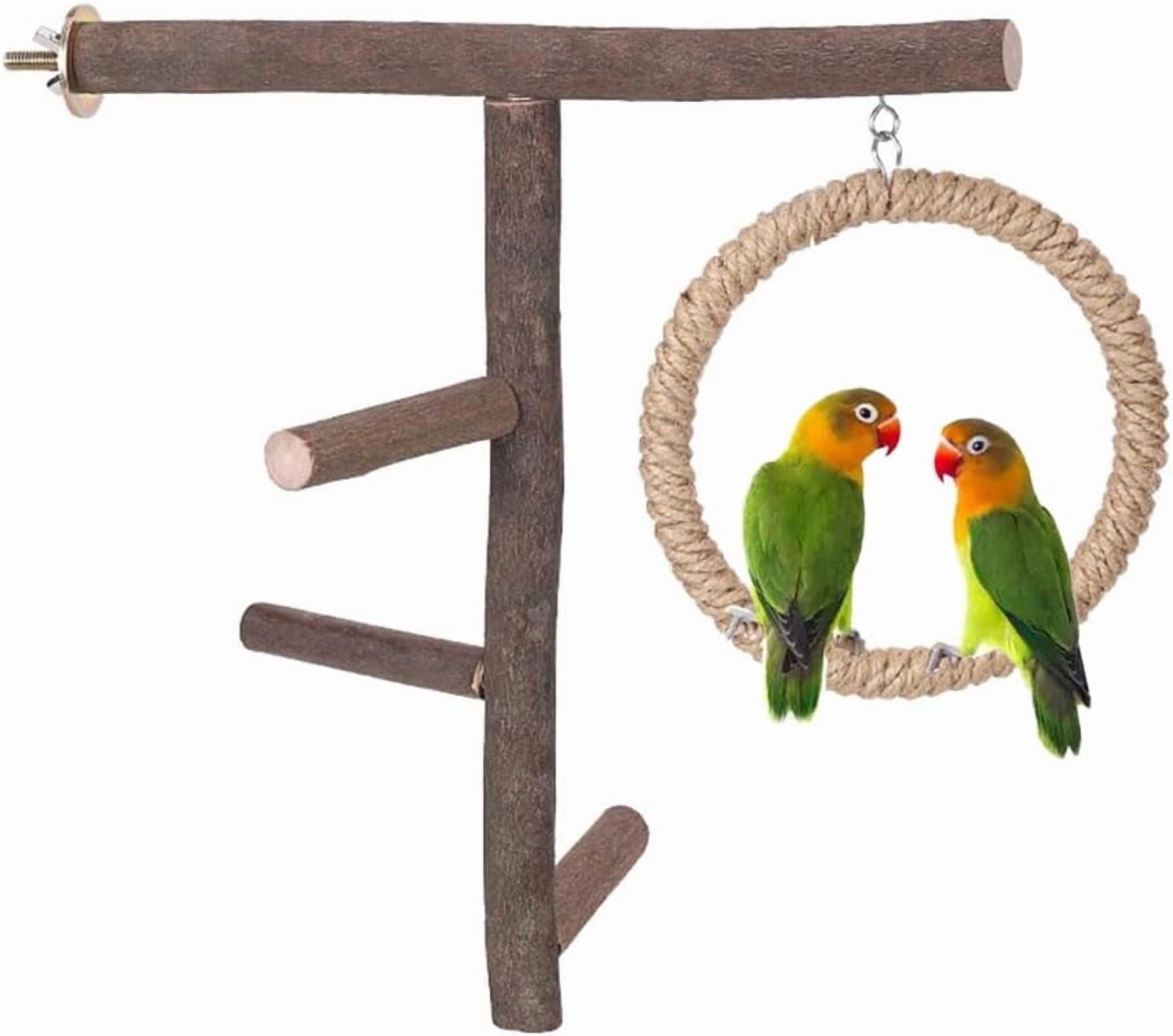 Bird Perch Stand Toy,Parrot Swing Toys, Natural Wood Parrot Perch Bird ...