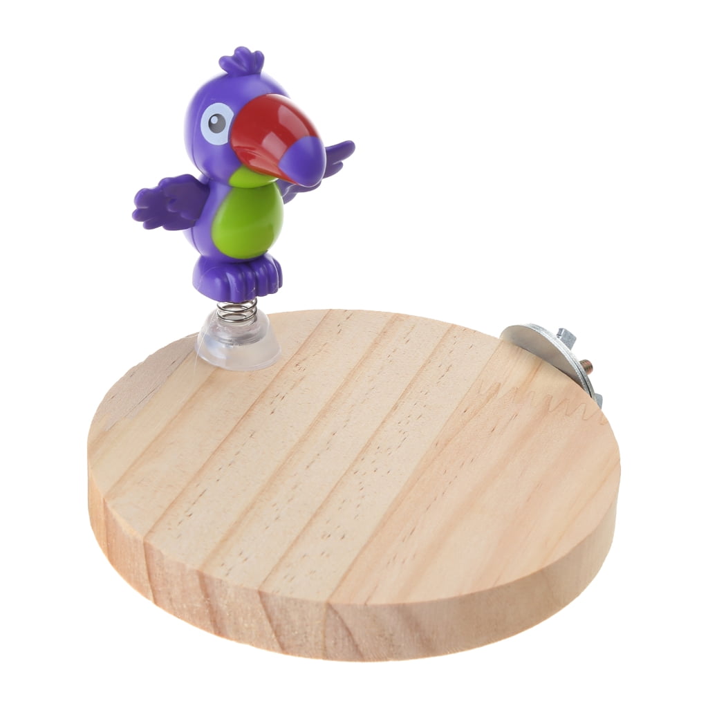 Bird Perch Wooden Stand Natural Wood Platform with Toy for Small Parrot ...