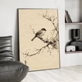 Bird Perched on a Branch Japanese Style Art Elegant Branch Illustration ...