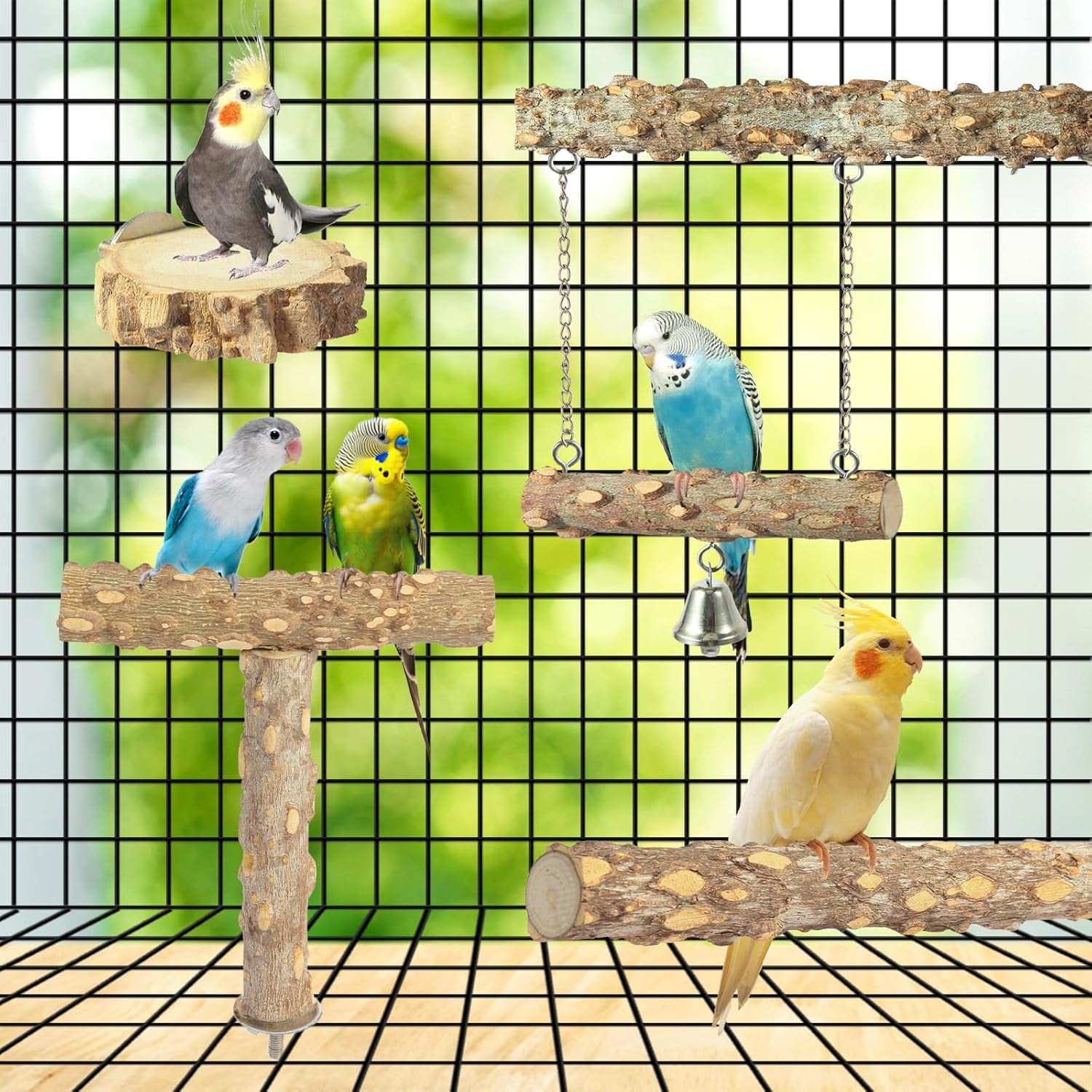 Bird Perches, Natural Wood Birds Stand Branch, Bird Perch Chewing Stick ...