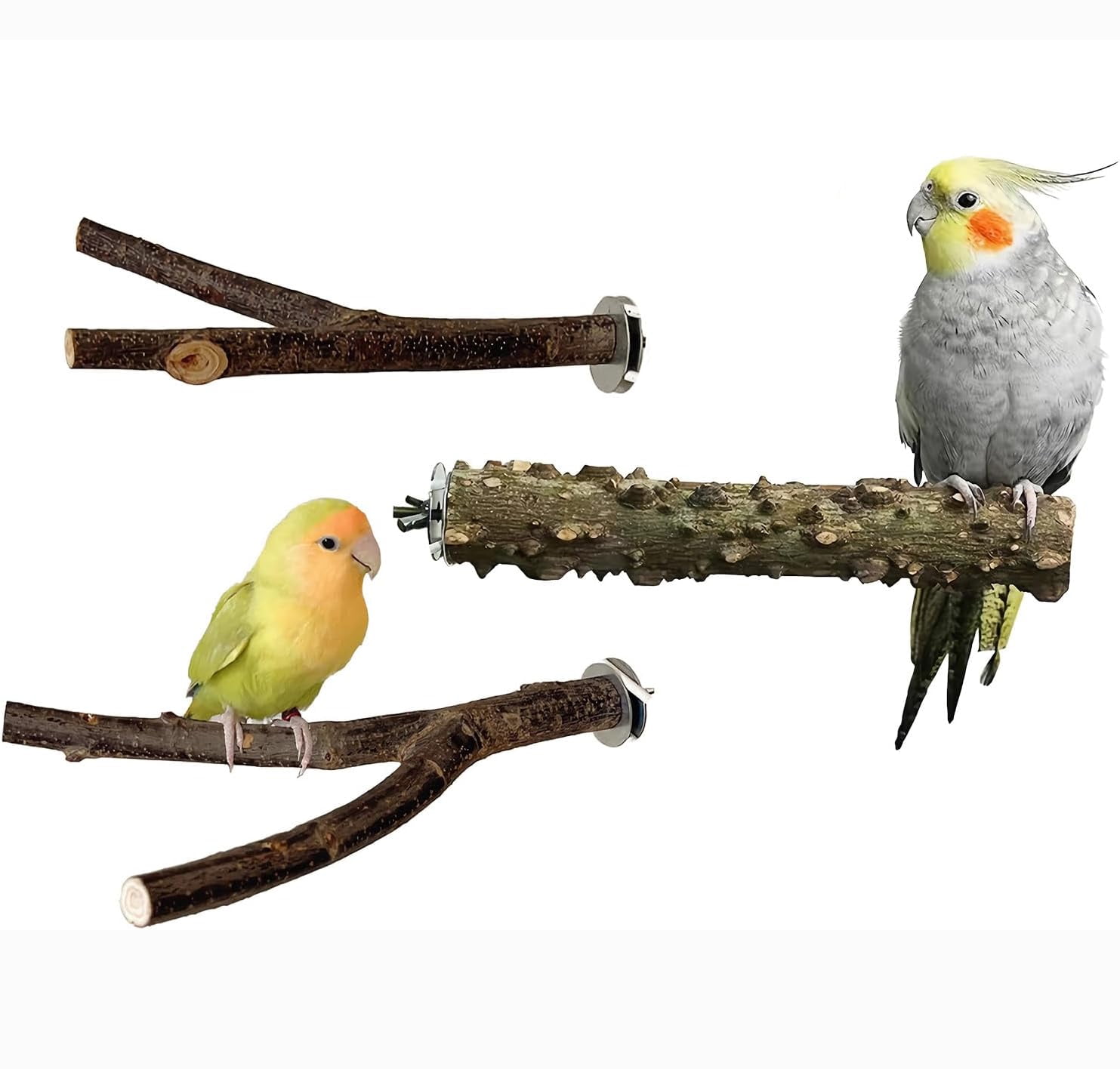 Bird Perches for Cage with Natural Wood, Bird Cage Accessories Perch ...