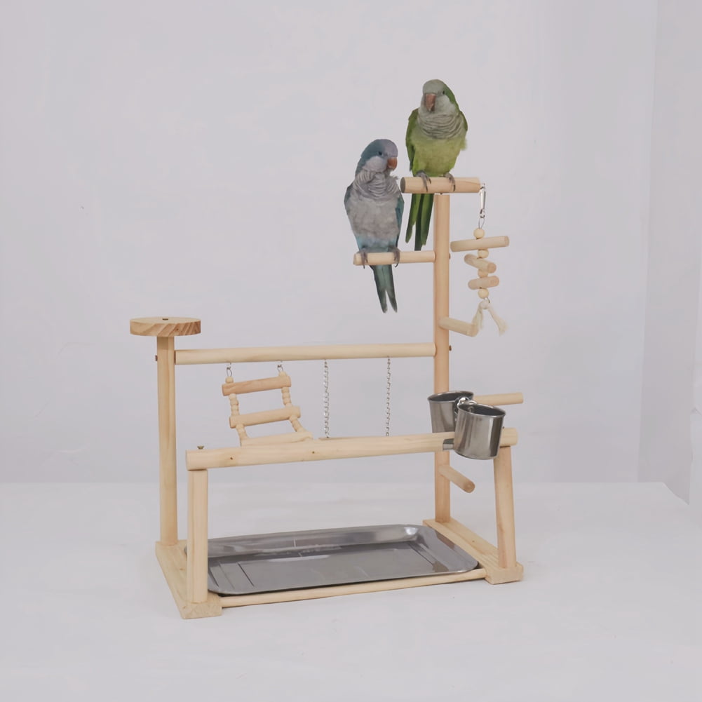 Bird Play Stand Parrot Perch Stand Natural Wood Bird Playground ...