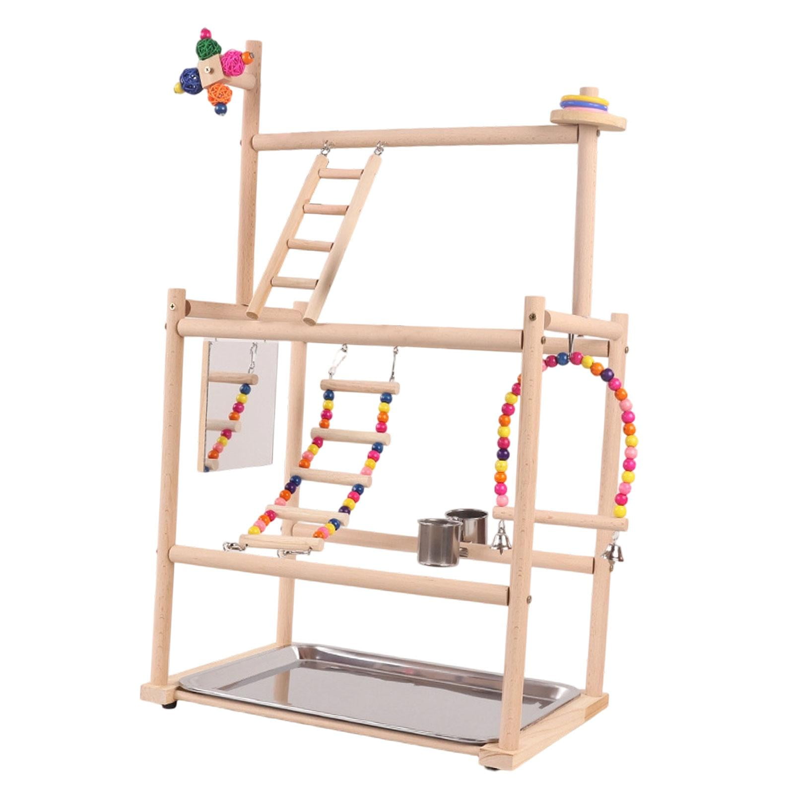 Bird Playground Parrot Playstand Gym Wooden Structure with Exercise ...