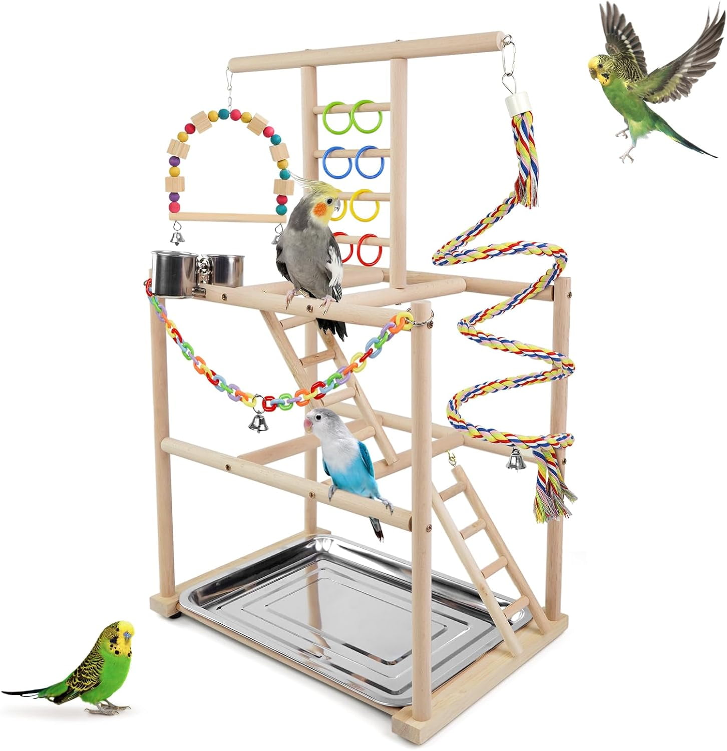 Bird Playground, Parrots Playstand for Small to Medium Birds, Perch ...