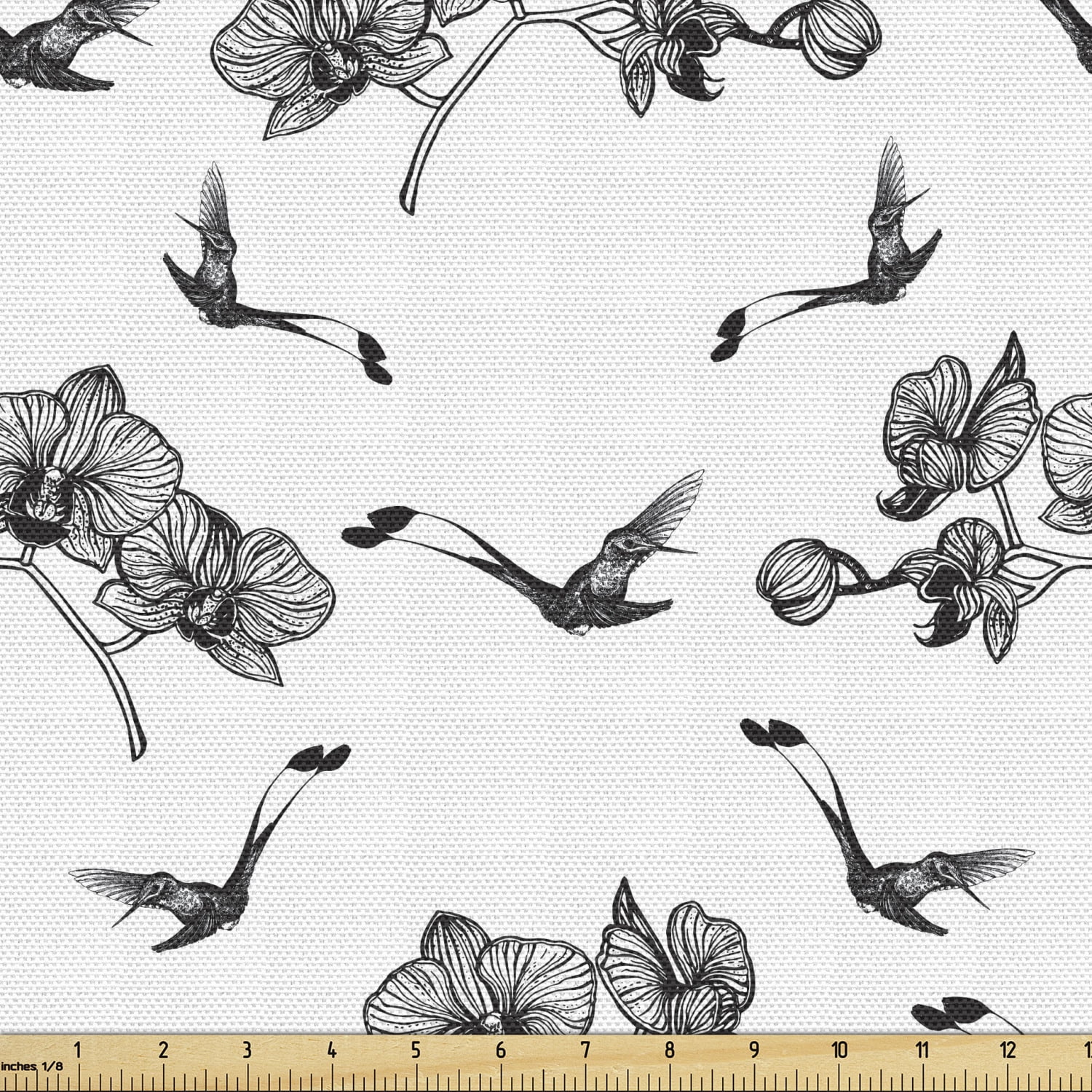Ambesonne Bird Print Fabric by the Yard Upholstery, Hummingbirds and ...
