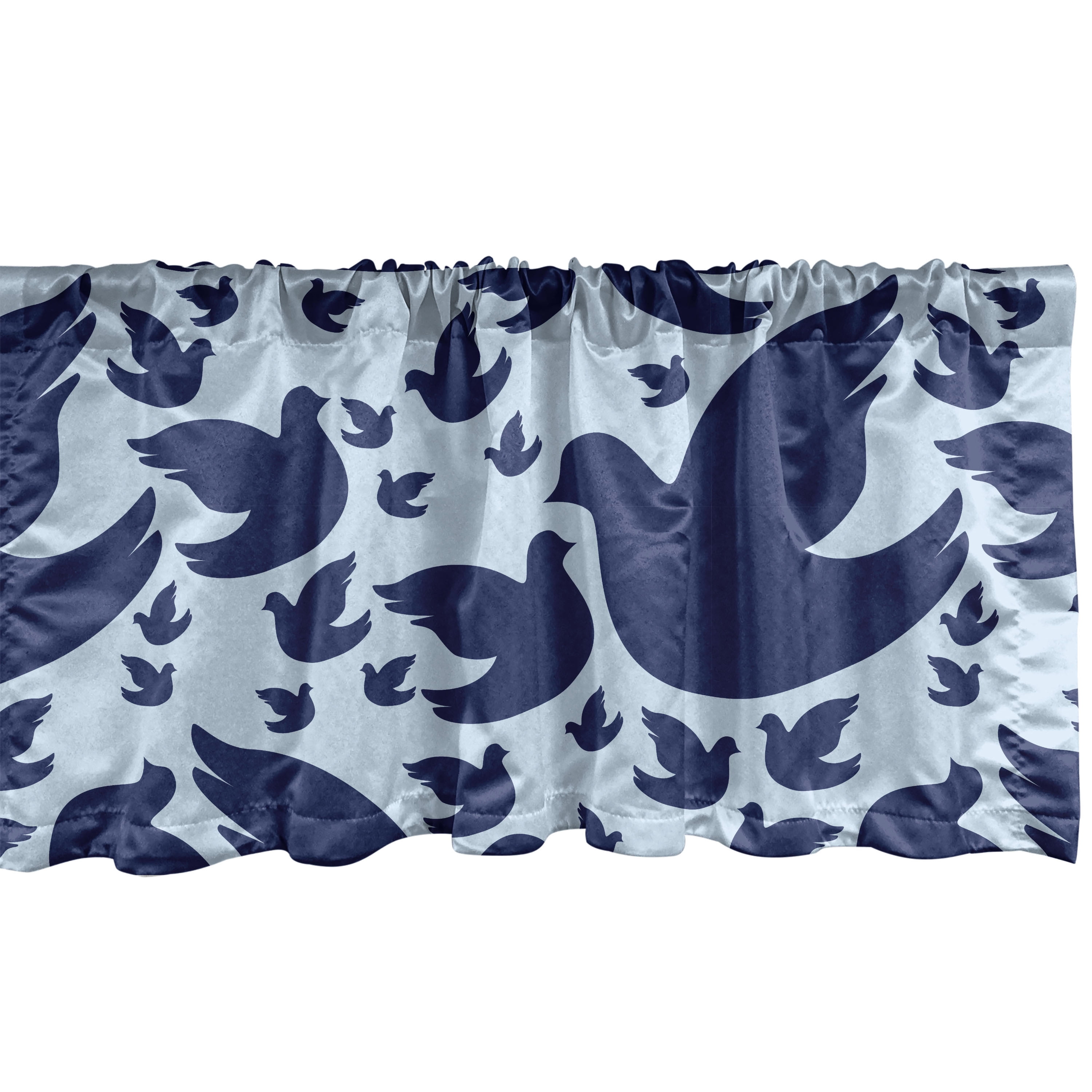 Bird Print Window Valance, Bohemian Silhouettes of Winged Animals on ...