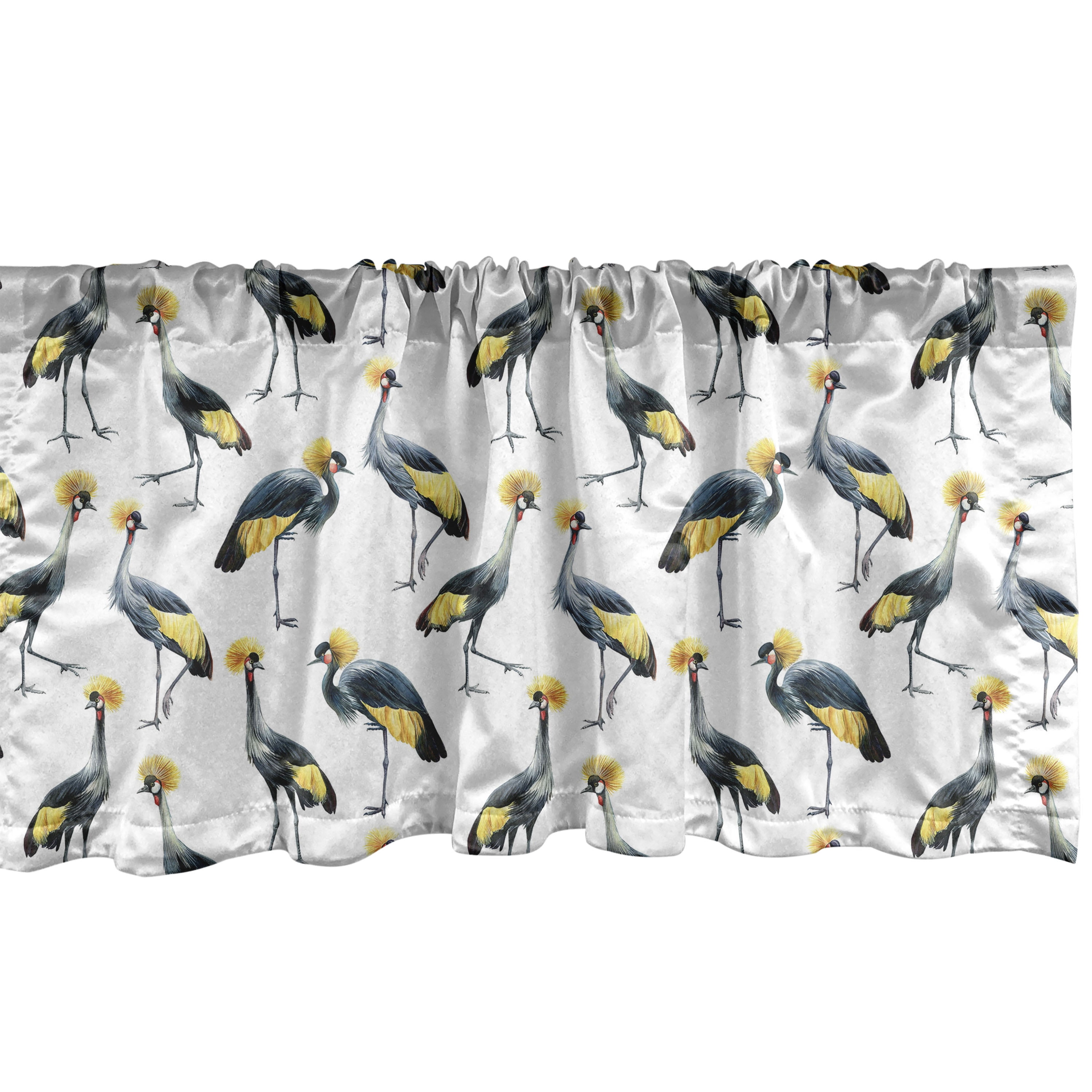 Bird Print Window Valance, Continuous Exotic Jungle Inspired Cranes ...