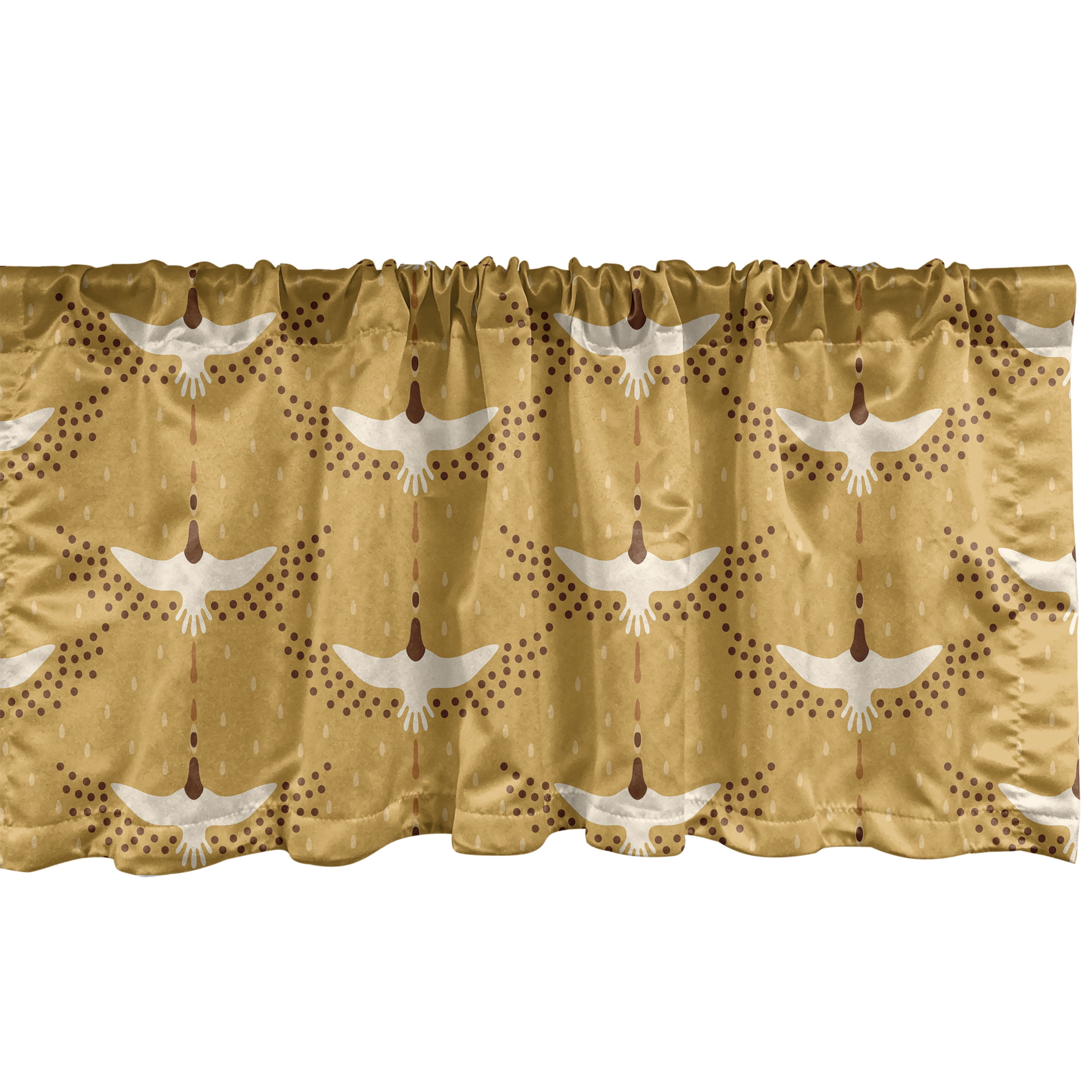 Bird Print Window Valance, Vintage Ornament of Open Wing Silhouette ...