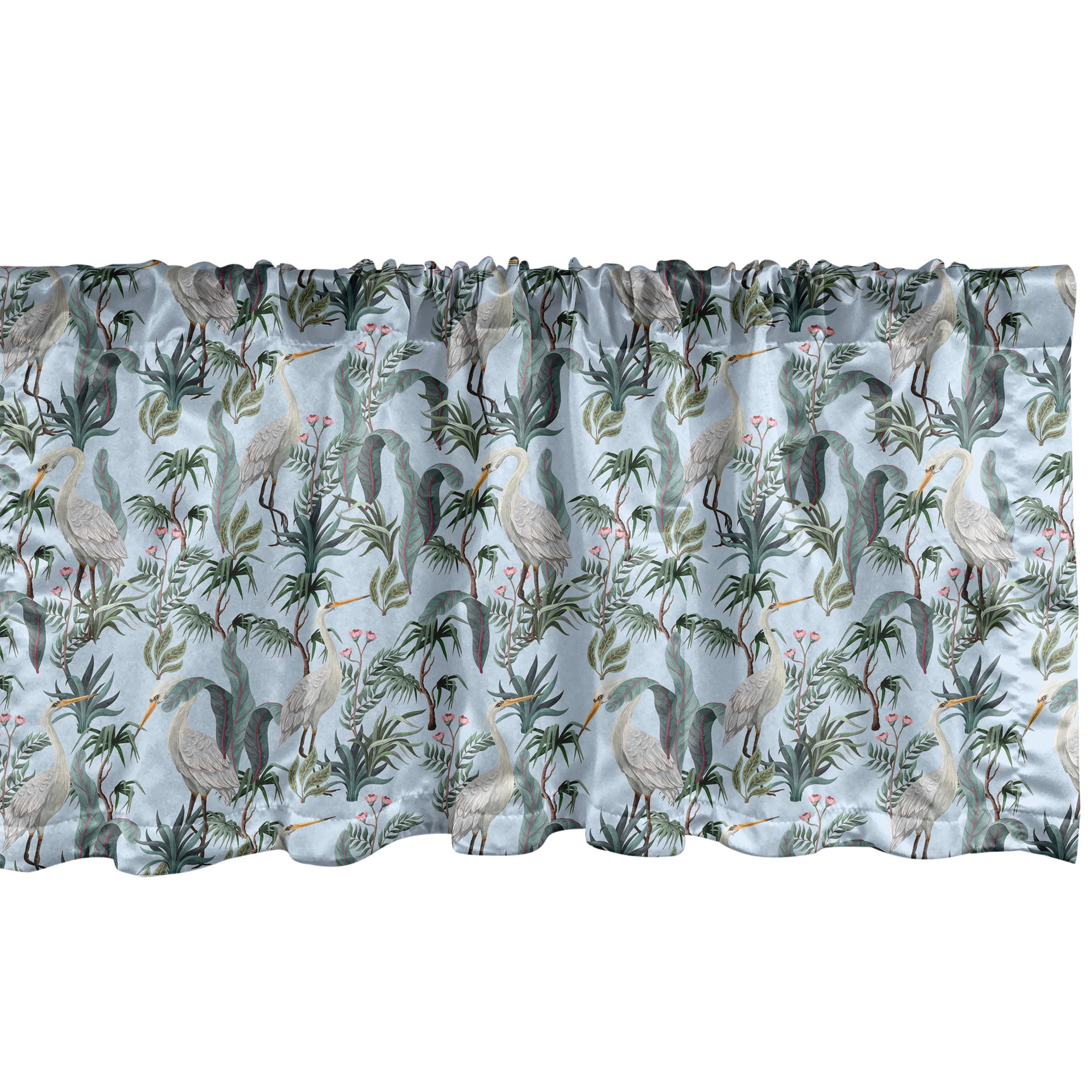 Bird Print Window Valance, Vintage Traditional Style Illustrated Storks ...