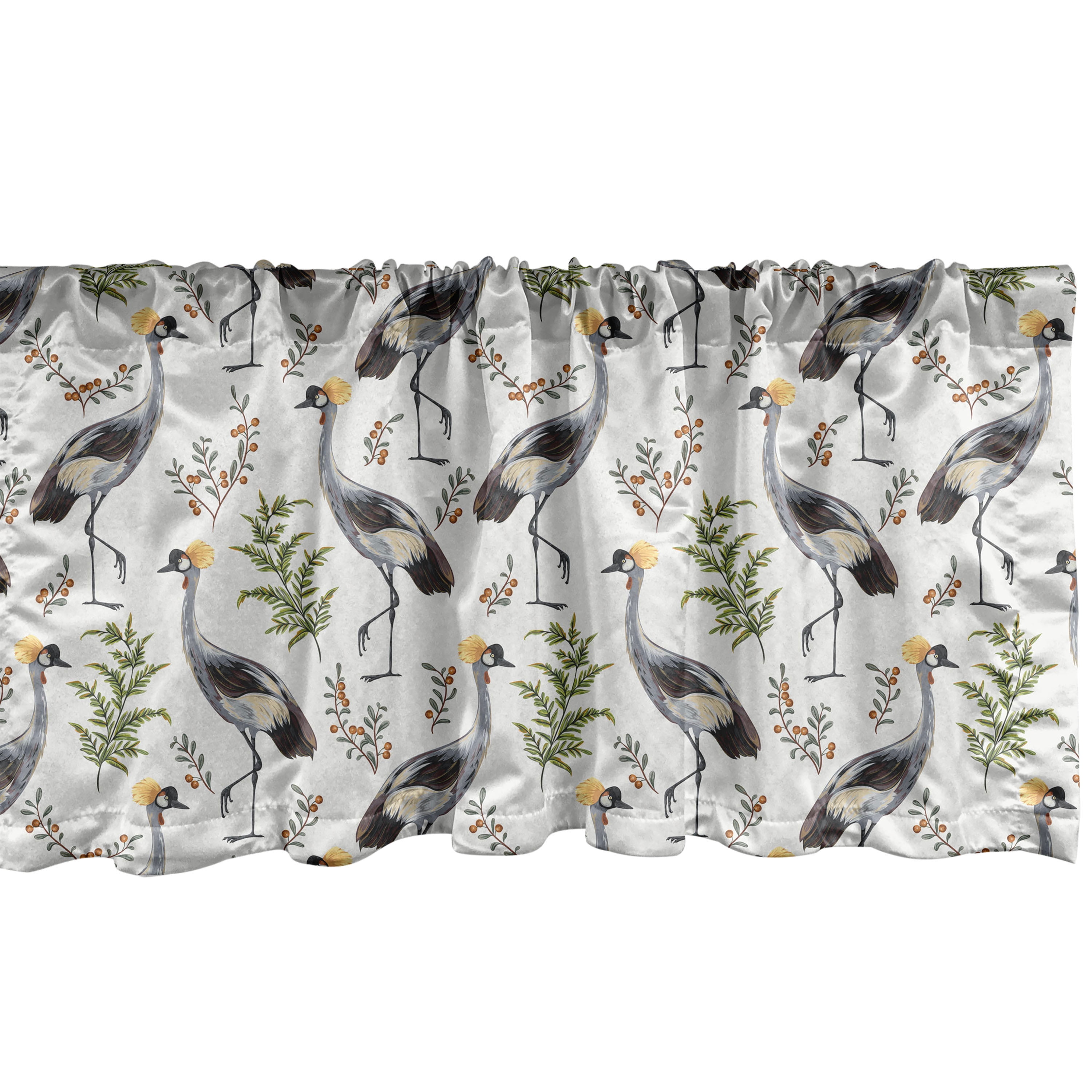 Bird Print Window Valance, Vintage Vibe Wild Forest Inspired Cranes ...
