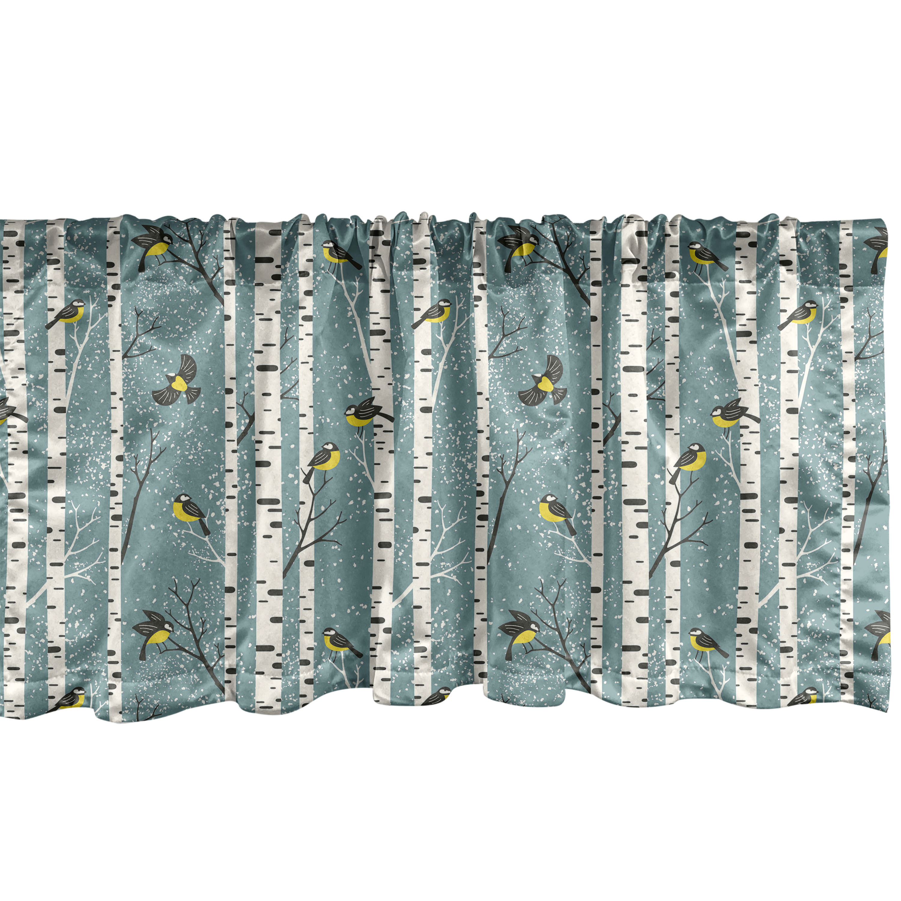 Bird Print Window Valance, Winter Themed Forest Ornament with Trees ...