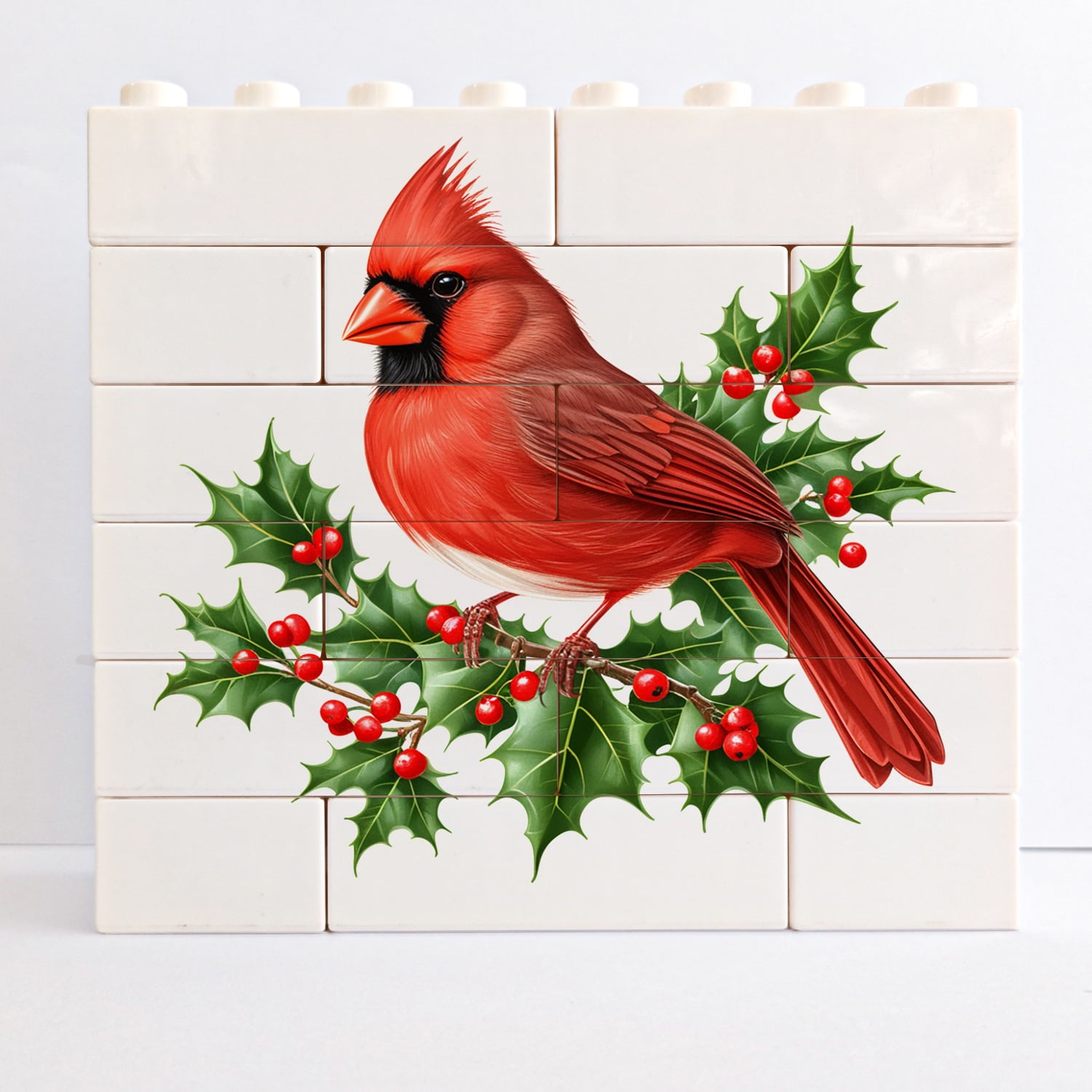 Bird Printed Building Block Sign for Home or Office Decor, Red Bird ...
