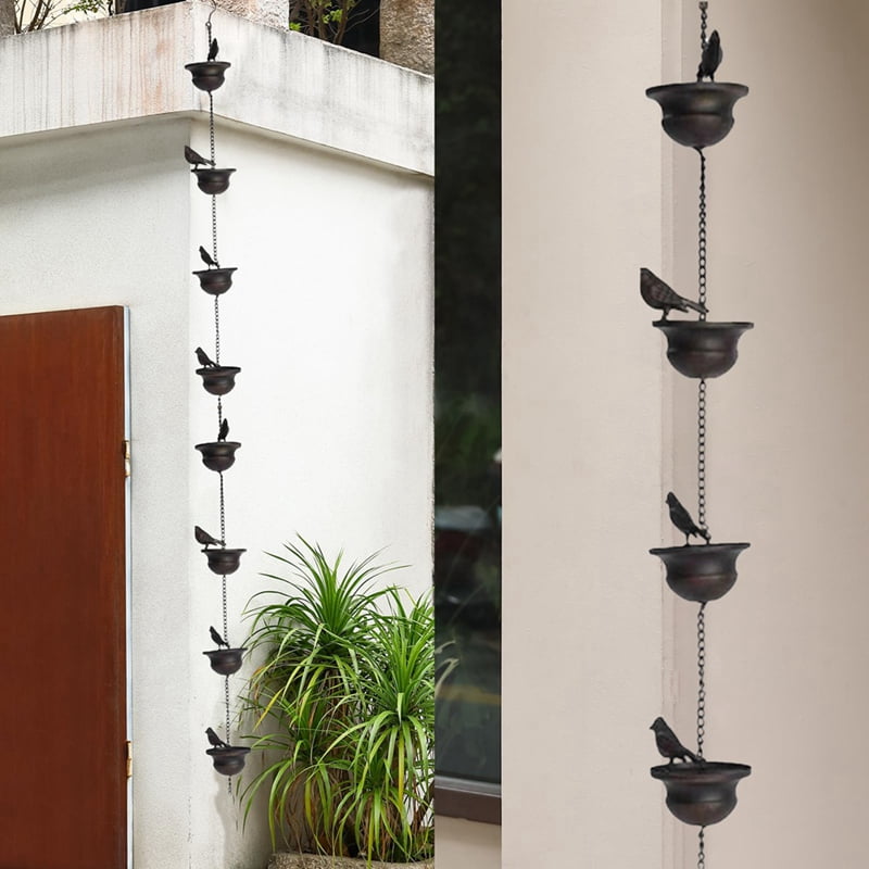Bird Rain Chain Decor Metal Rainwater Collection Chain Garden Decor ...