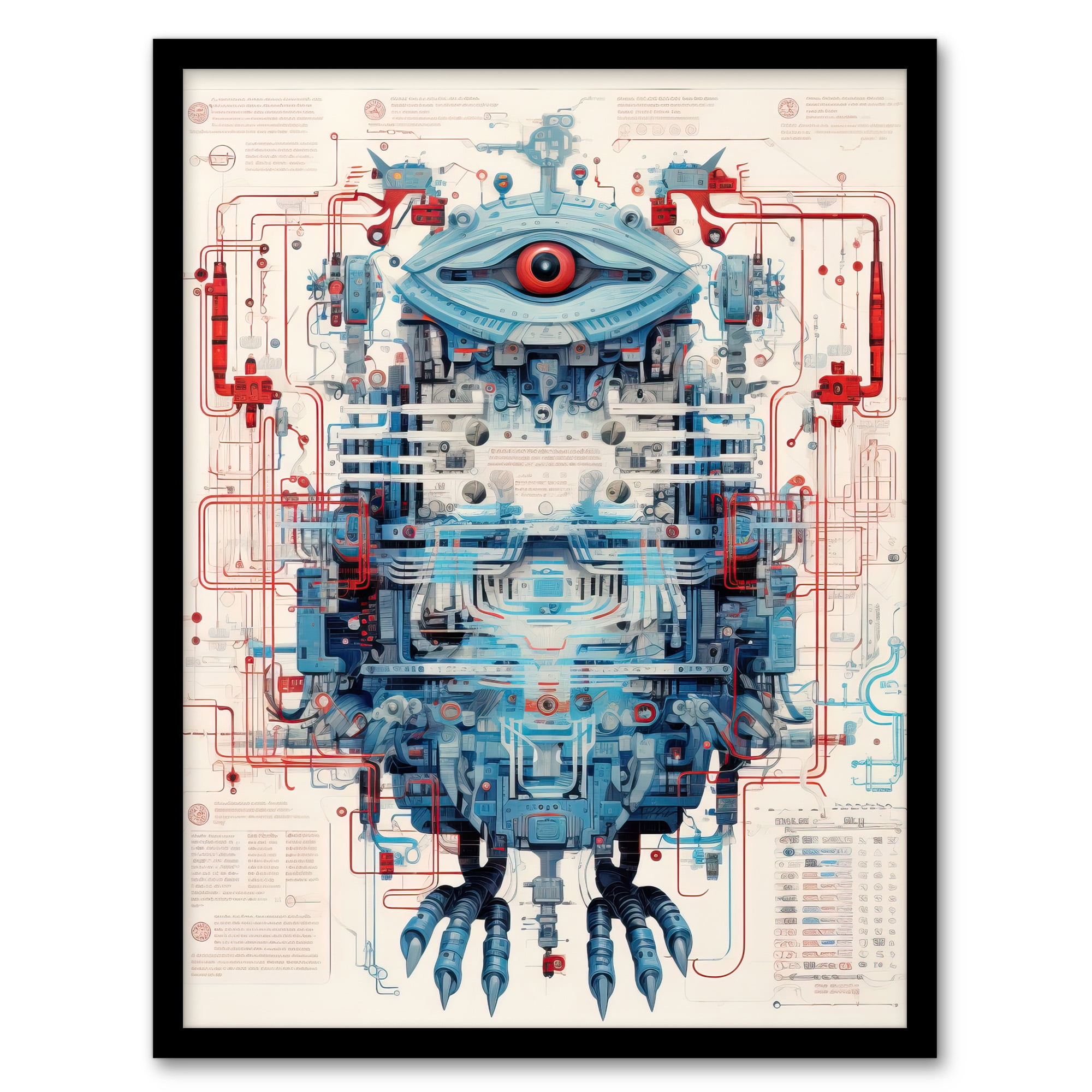 Bird Robot Hybrid Schematic Blueprint Futuristic Secret Spy Cam Complex ...