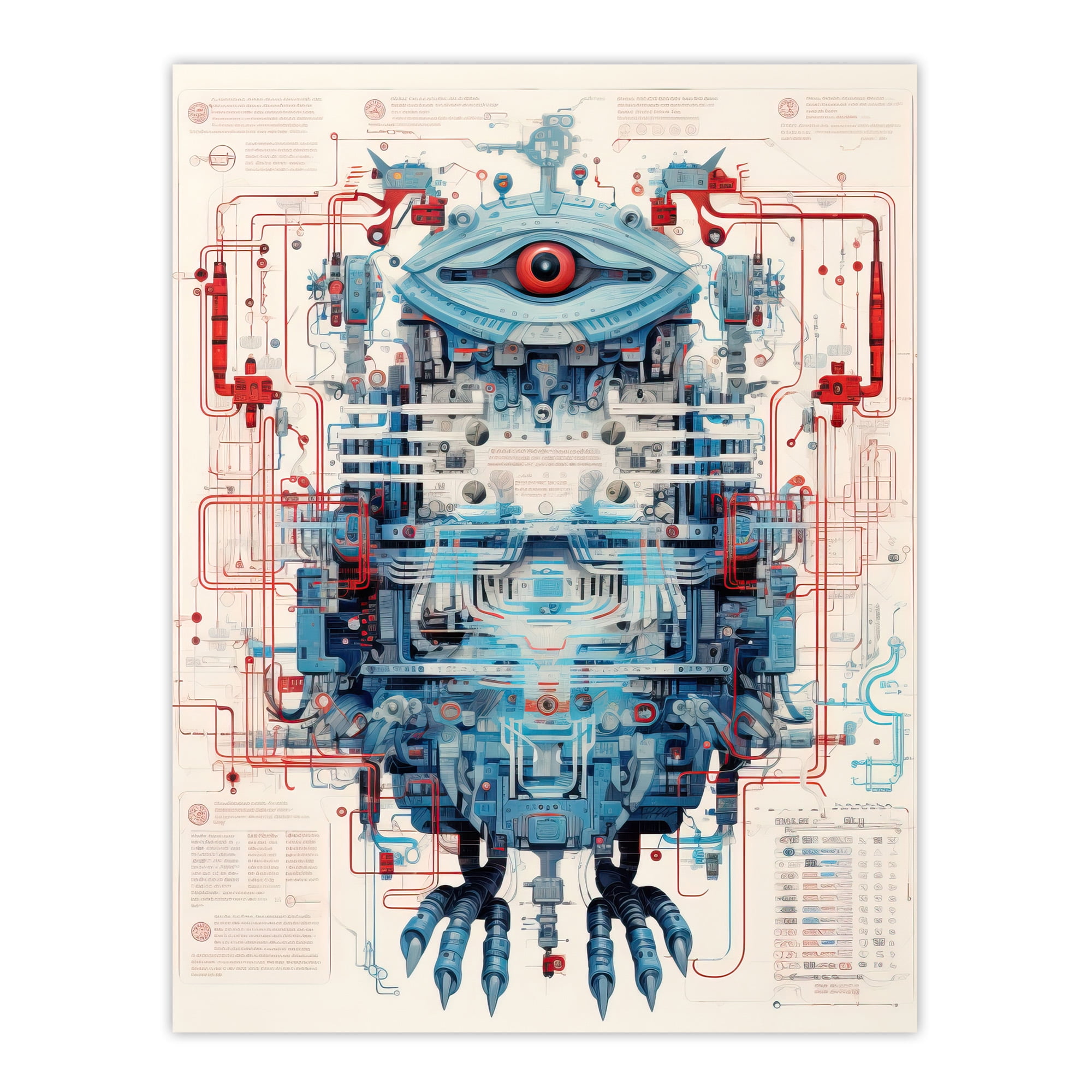 Bird Robot Hybrid Schematic Blueprint Futuristic Secret Spy Cam Complex ...