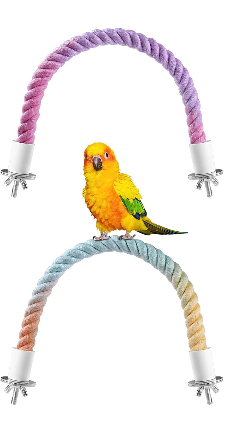 Bird Rope Perches Gradient Color, Bendable Parrot Perch Rope Stand for ...