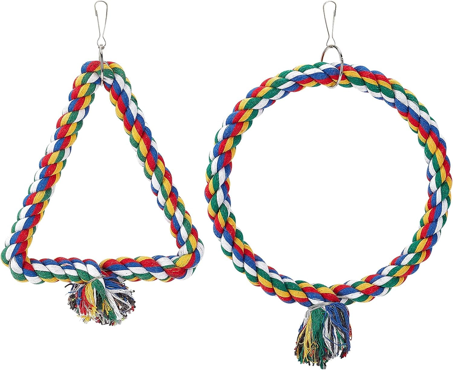 Bird Rope Swing 2 Pcs Swing Perch Cotton Rope Ring Toy Chewing Swing Toy Ropes for Small Medium ...