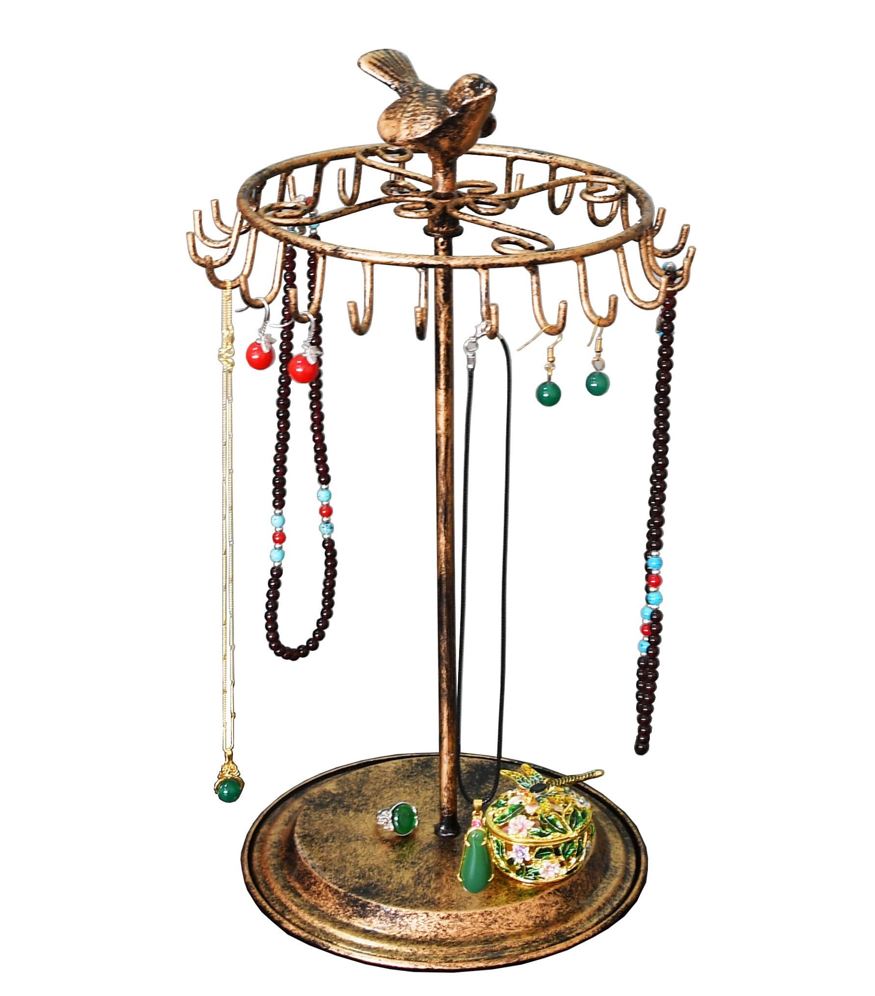 Owlgift Bronze Bird Rotating Necklace & Bracelet Stand, Jewelry ...