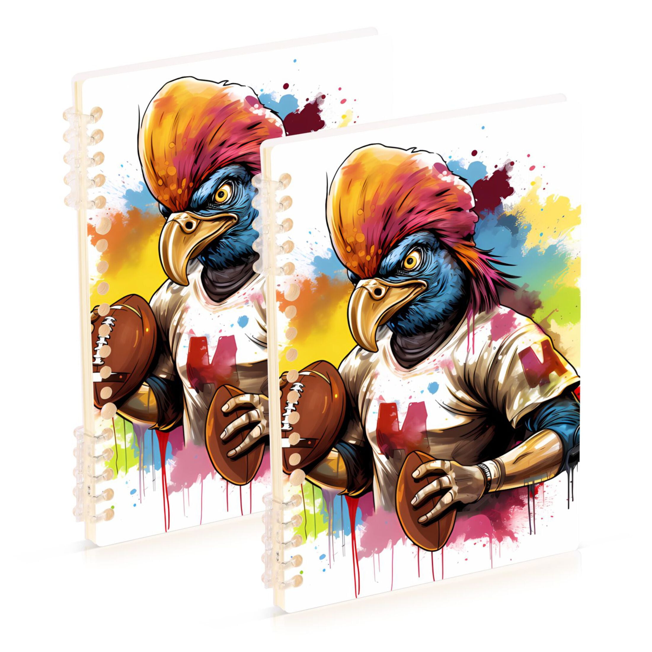 Bird Rugby Player Football Ring Binder Notebook Journey Note Diary ...