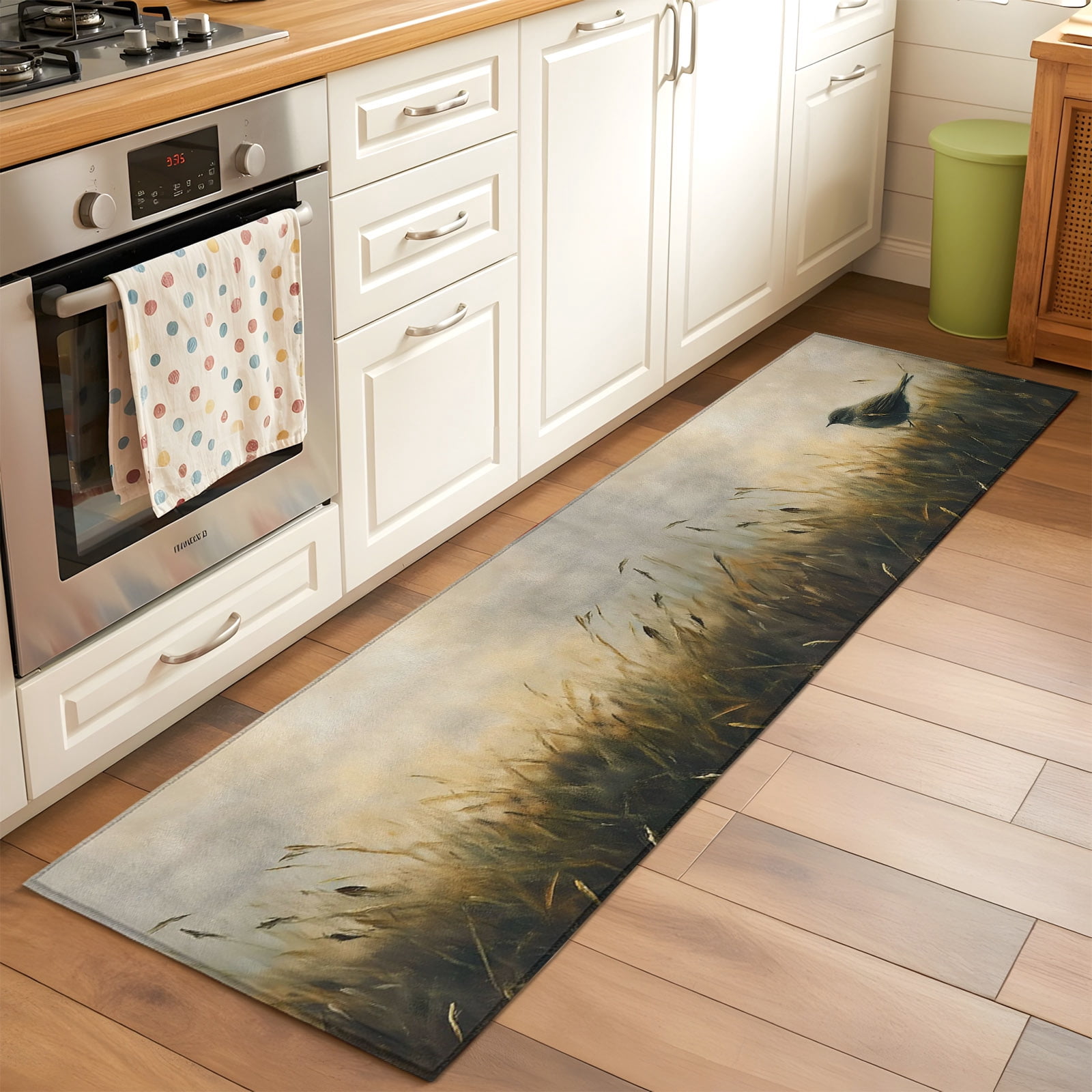 Bird Runner Rug Non Slip 2x6 Wild Grass Misty Field Animal Nature ...
